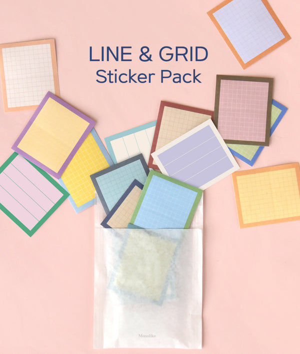 韓國 Line and Grid Stickers Pack * [預購貨品，下單後14天出貨] – 九一文房具